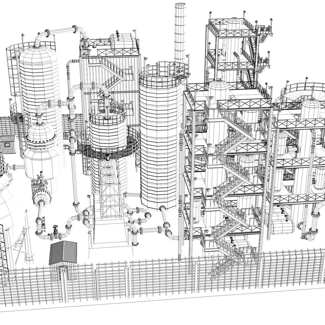 3d Model Large Oil Refinery