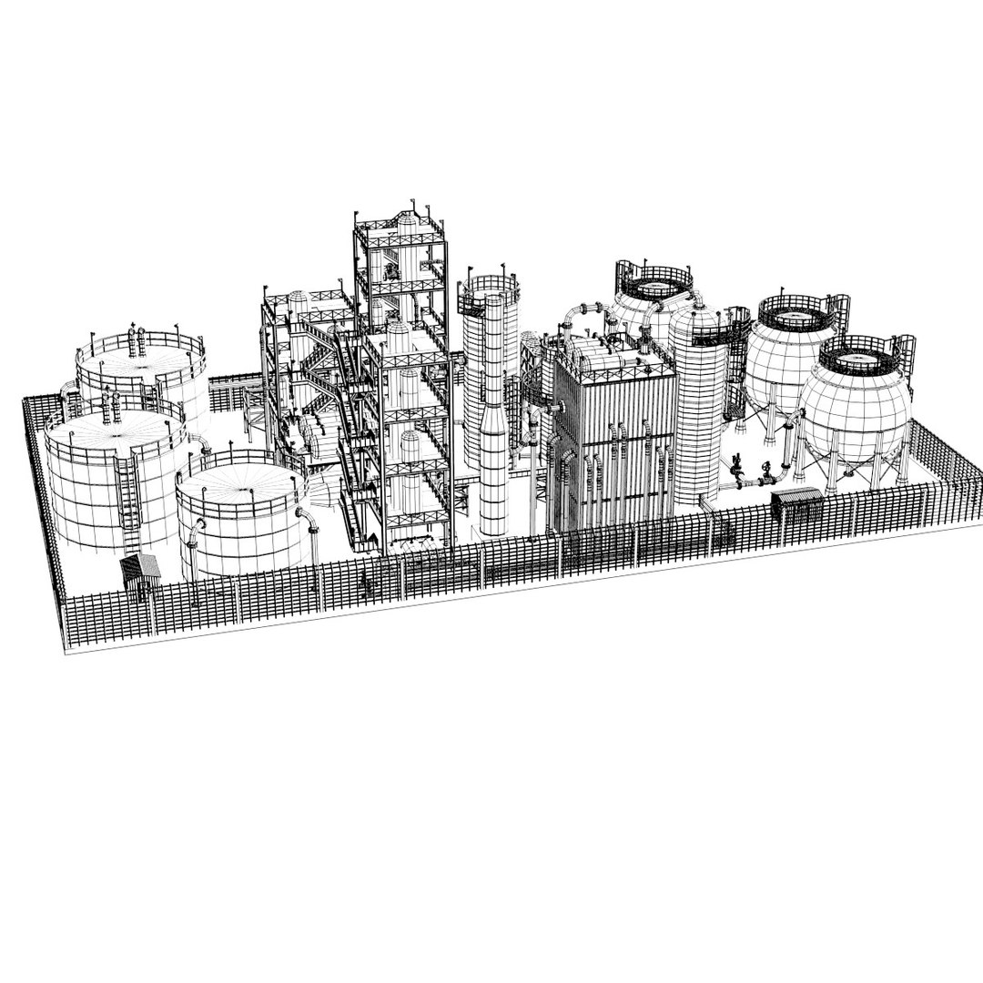 3d Model Large Oil Refinery