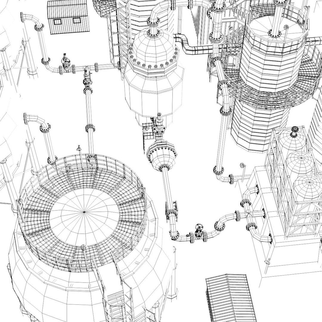 3d Model Large Oil Refinery