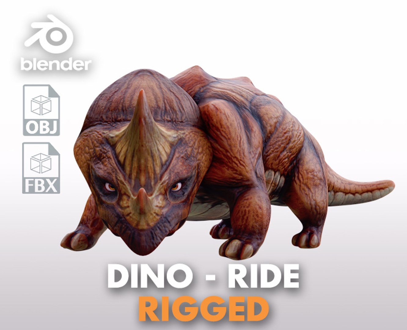 3D Model Triceratops Cartoon Rigged Monster Ride Low-poly 3D Model ...