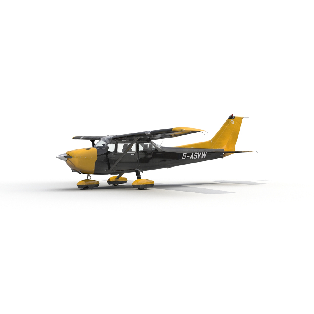 3d model cessna 172 black