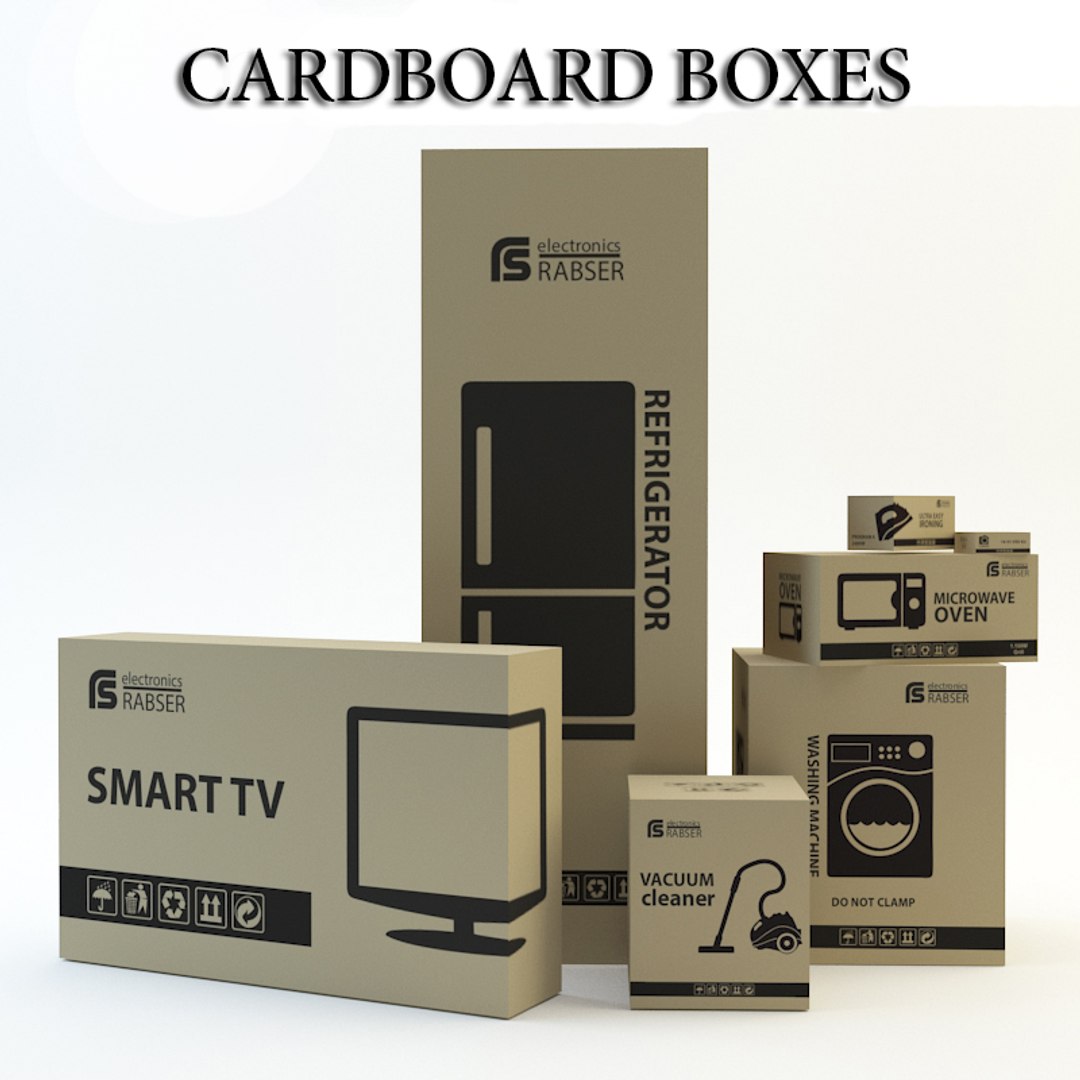 3d cardboard boxes model