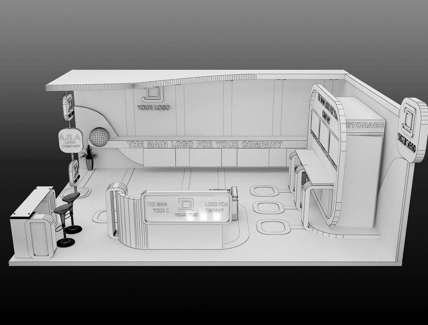 Booth Exhibition Stand c40 3D model - TurboSquid 2144525