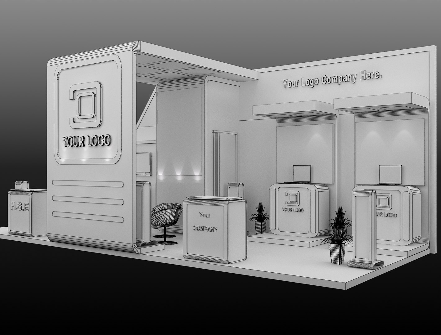 Booth Exhibition Stand c40 3D model - TurboSquid 2144525