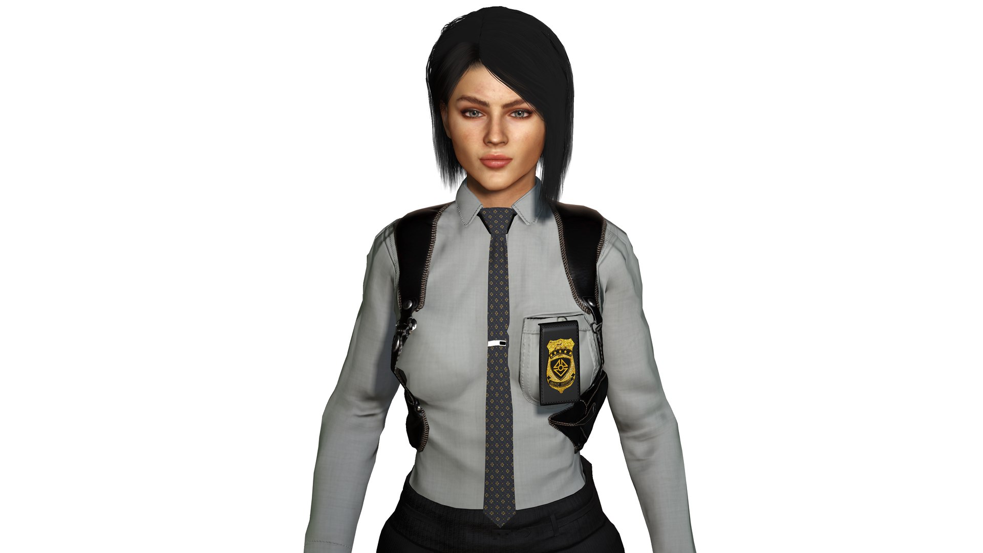 AAA 3D POLICE WOMAN BADGE -REALISTIC RIGGED GAME READY CHARACTER 3D ...