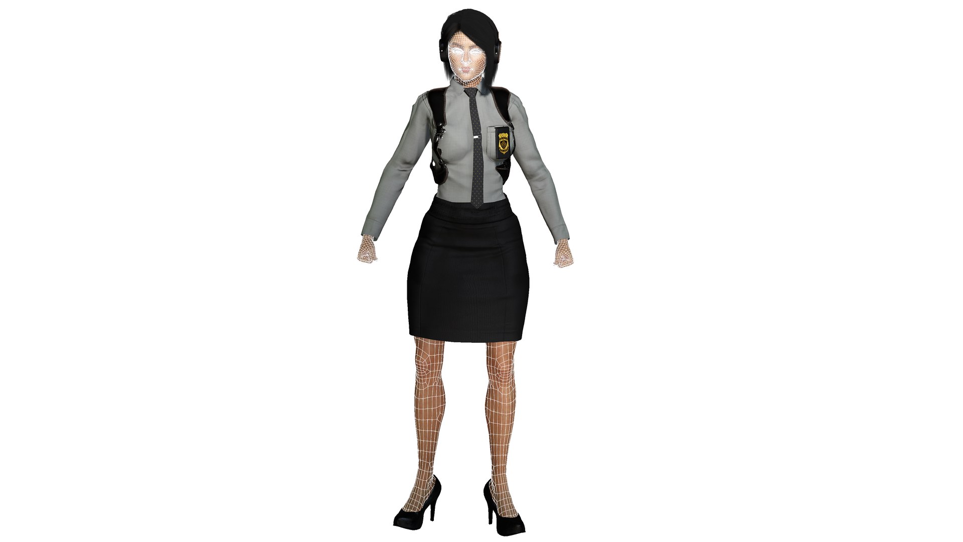 AAA 3D POLICE WOMAN BADGE -REALISTIC RIGGED GAME READY CHARACTER 3D ...