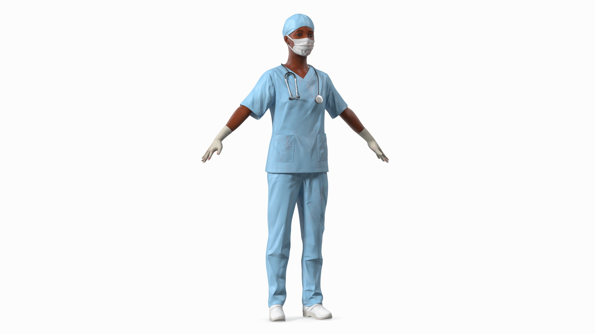 Medical Professional In Scrubs With Stethoscope And Mask Fur 3D ...