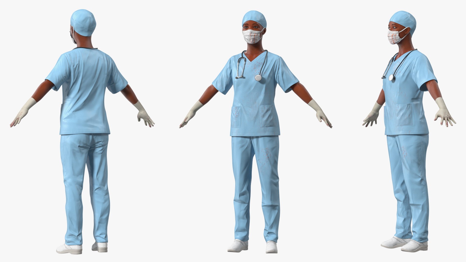 Medical Professional In Scrubs With Stethoscope And Mask Fur 3D ...