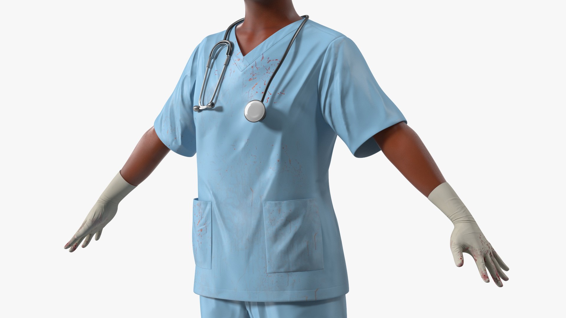 Medical Professional In Scrubs With Stethoscope And Mask Fur 3D ...