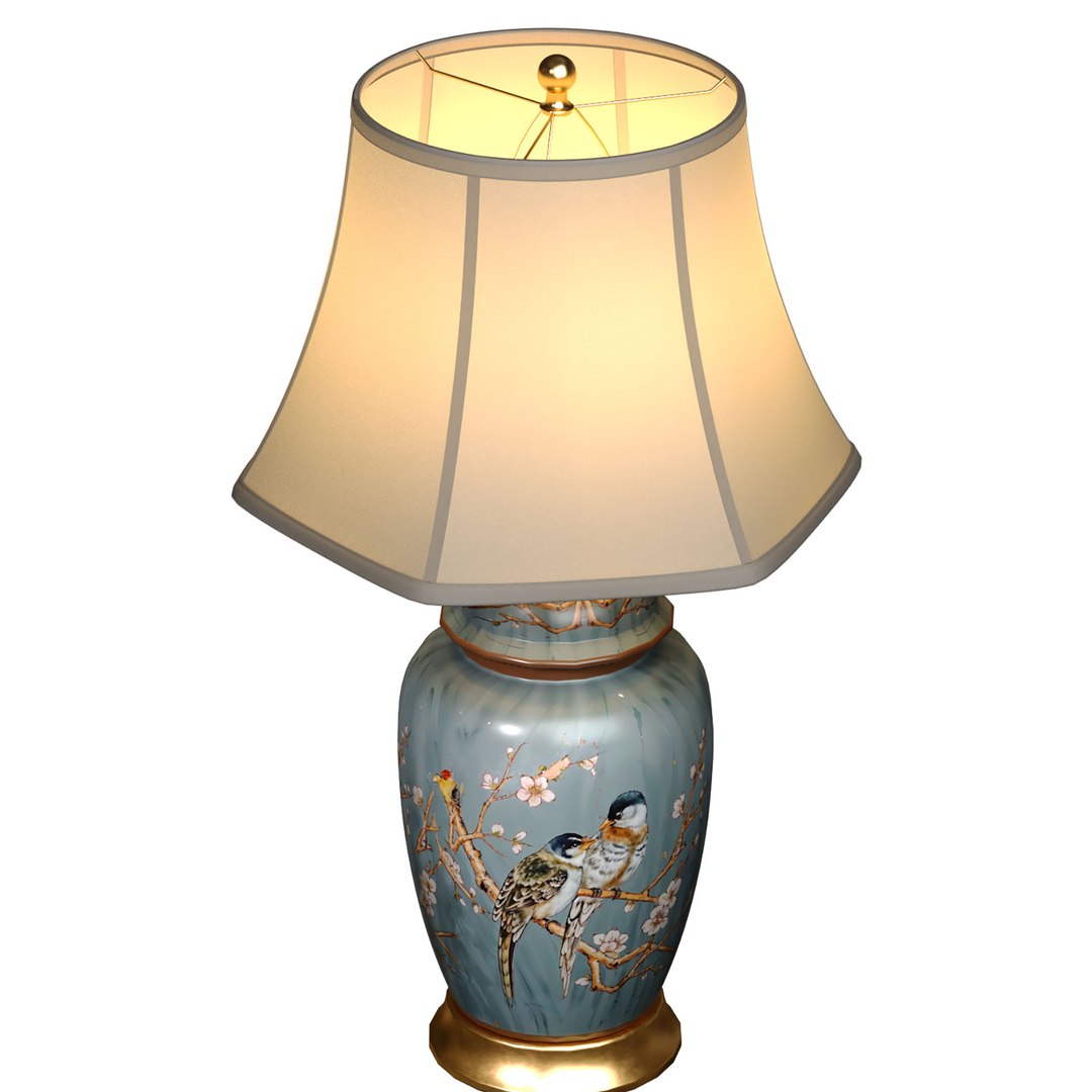 3D Model Zedaro Sakura And Birds Ceramic Ginger Jar Nightstand Table ...