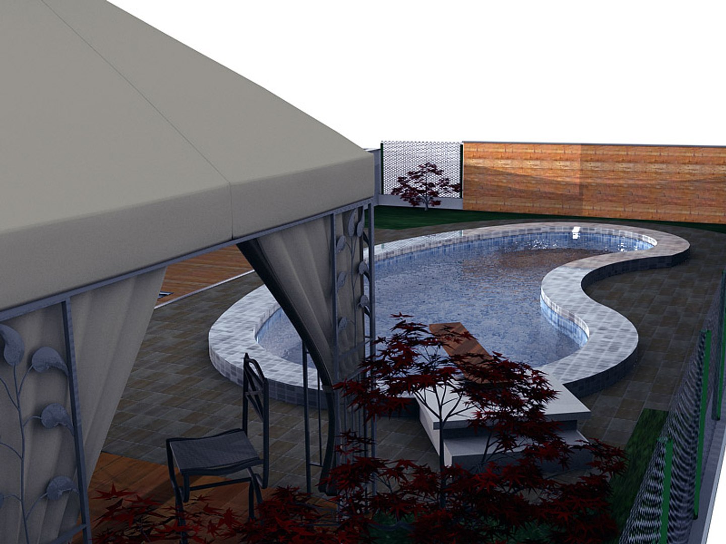 Garden Swimming Pool 3d Model