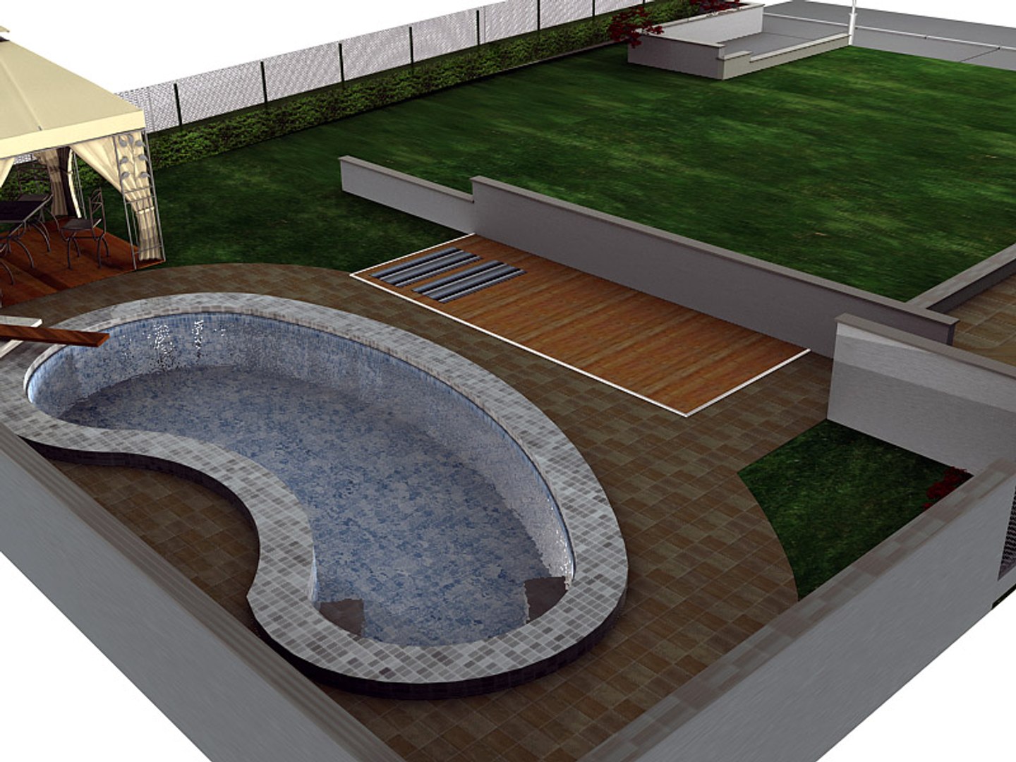 Garden Swimming Pool 3d Model