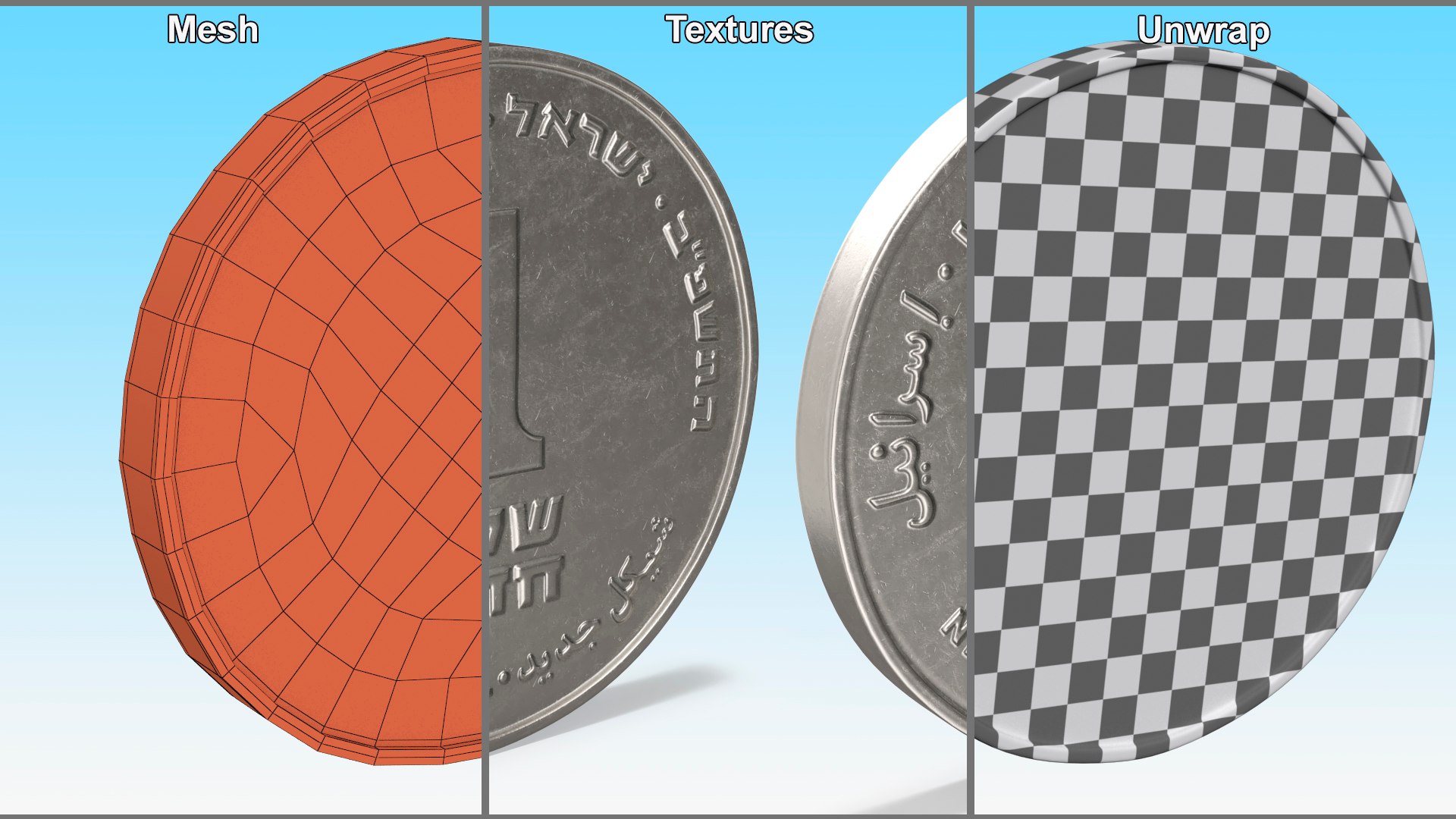 3D Israeli New Shekel Coin - TurboSquid 2190524