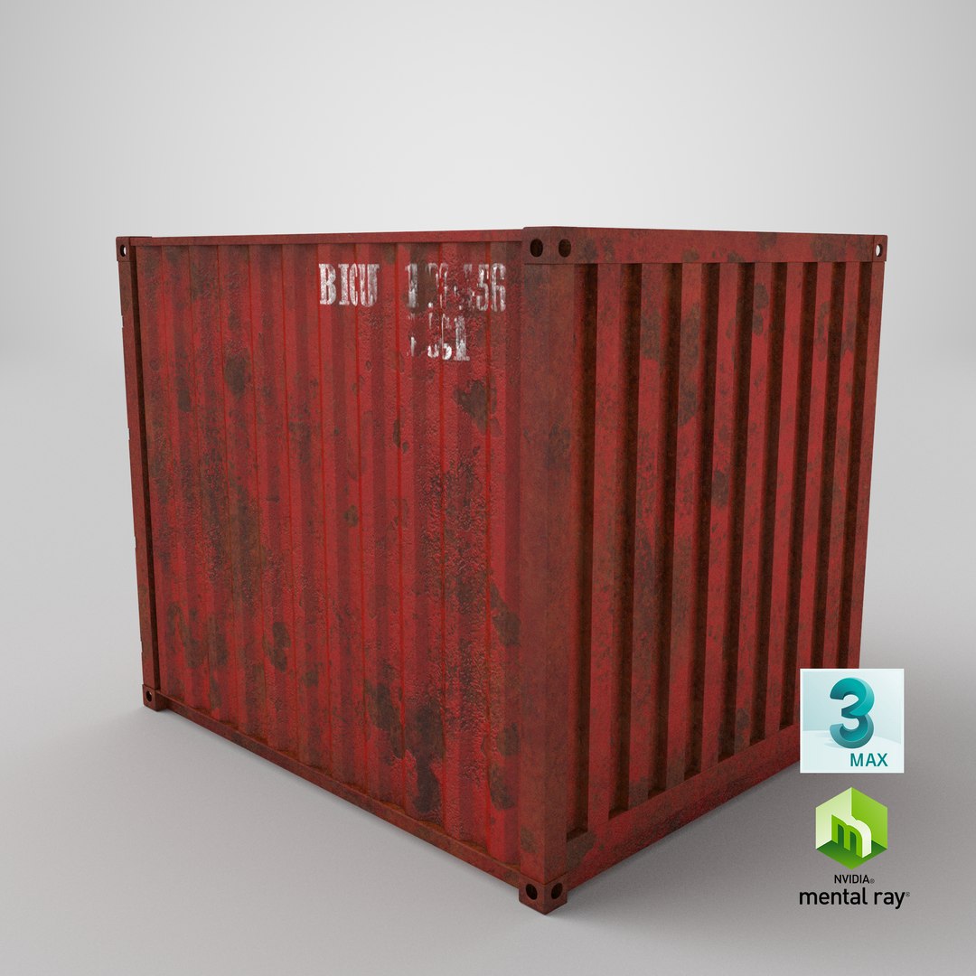 3D model 10Ft Cargo Container - Red - Rusted - TurboSquid 1918588