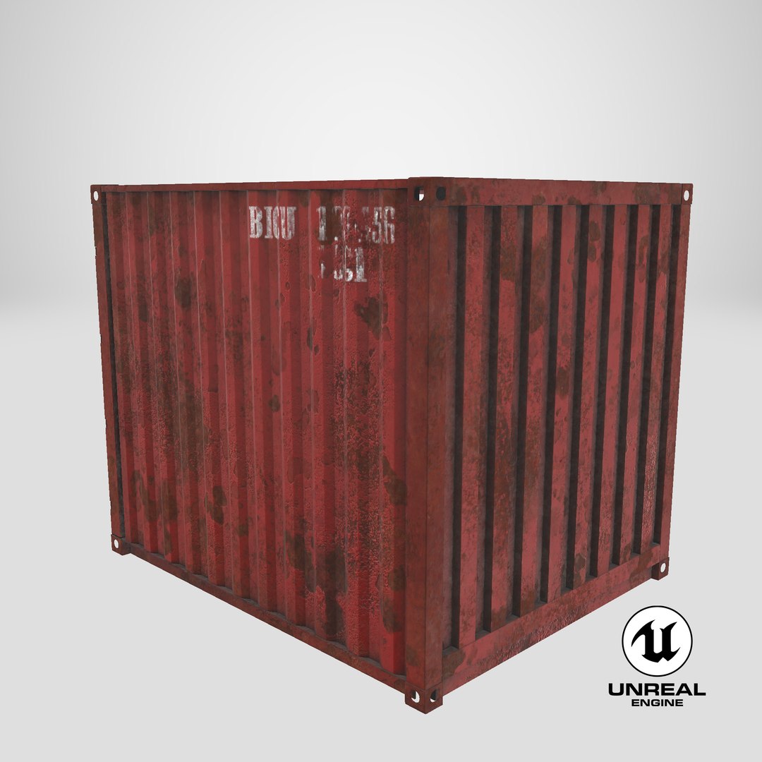 3D model 10Ft Cargo Container - Red - Rusted - TurboSquid 1918588