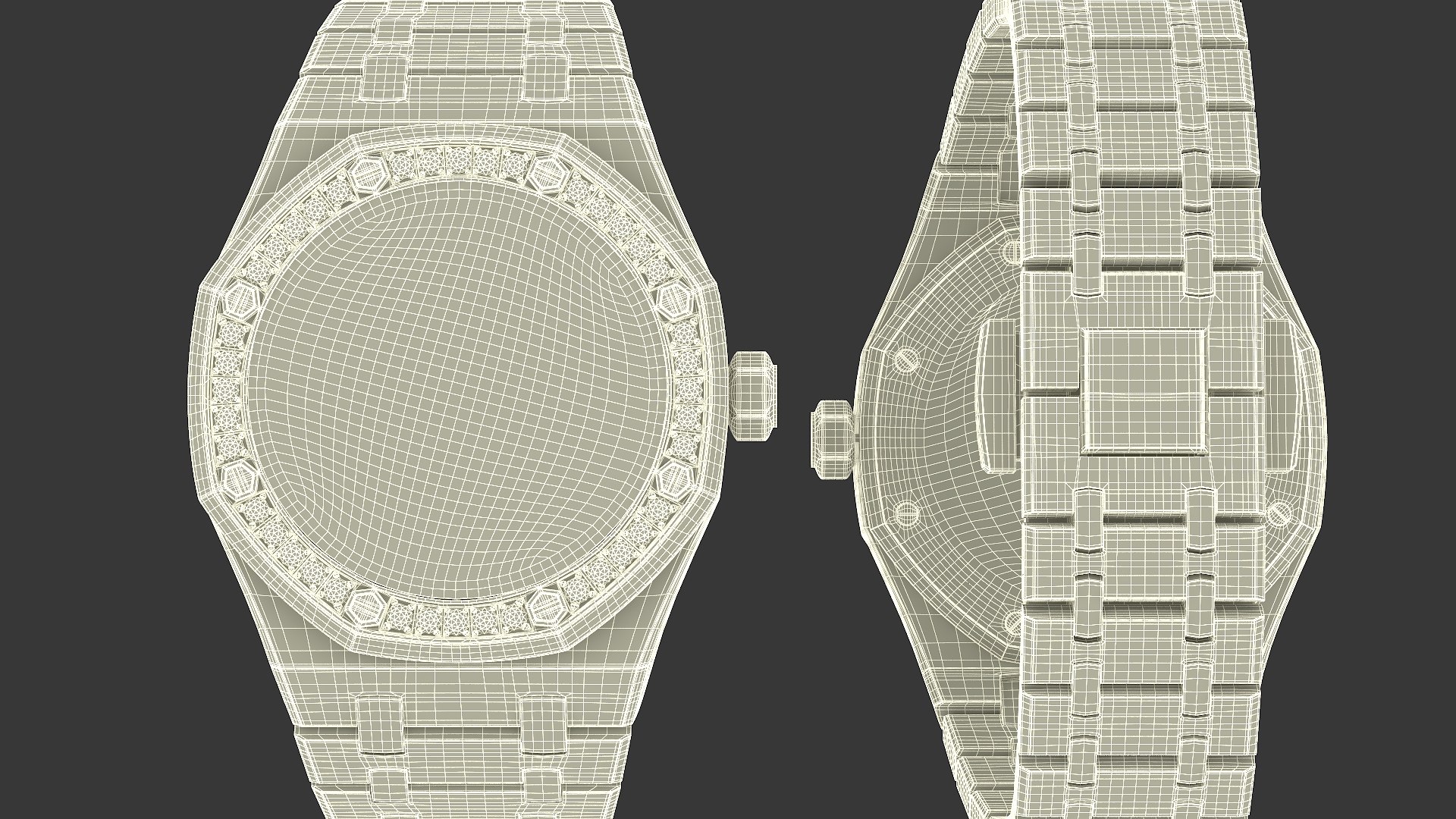 Luxury Royal Watch Black Stainless Steel Diamond-Set Chronograph 3D ...