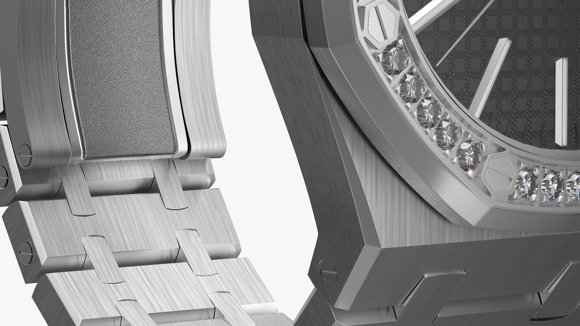 Luxury Royal Watch Black Stainless Steel Diamond-Set Chronograph 3D ...