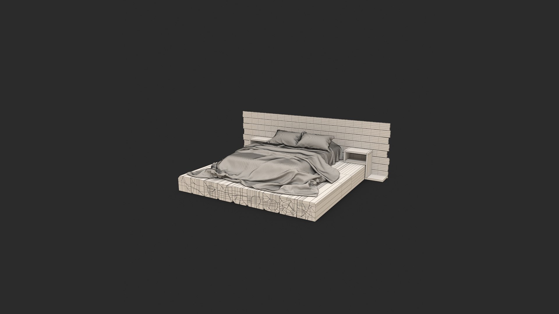 Wood Bed Model - TurboSquid 1390588