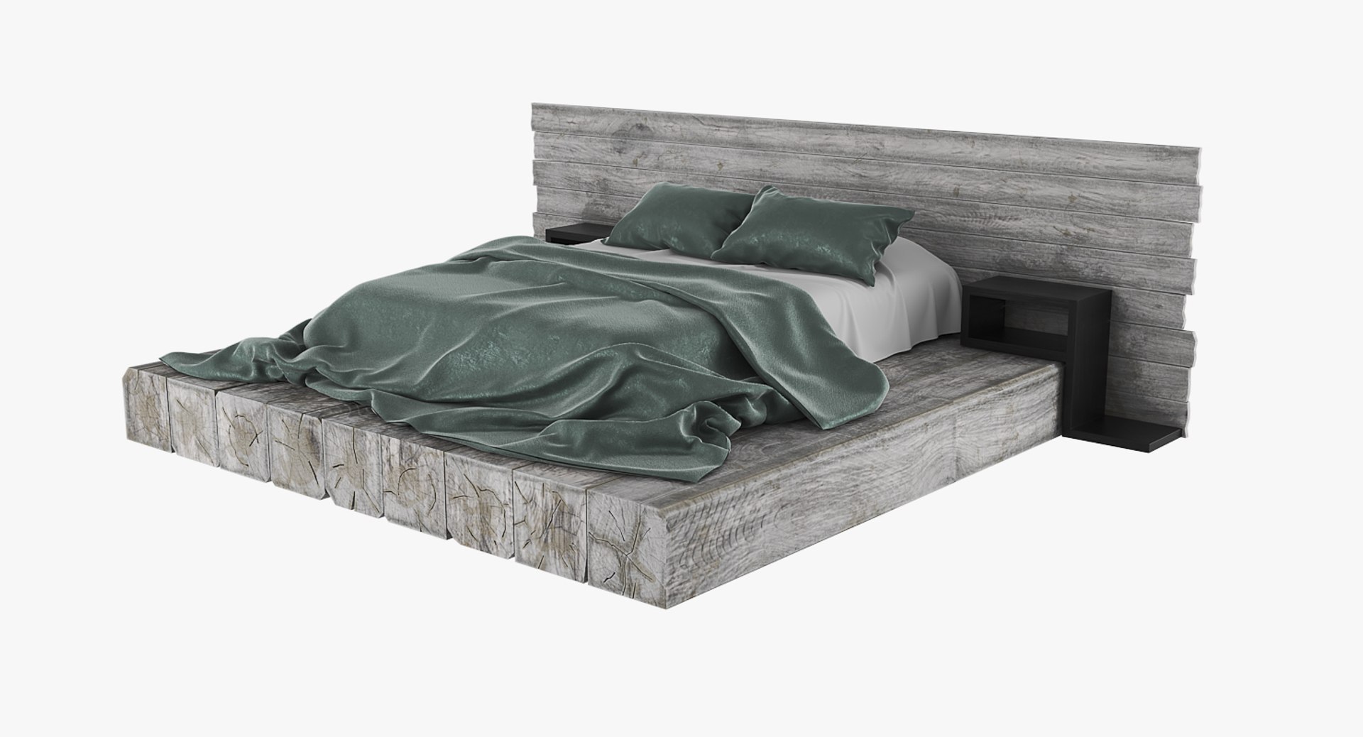 Wood bed model - TurboSquid 1390588