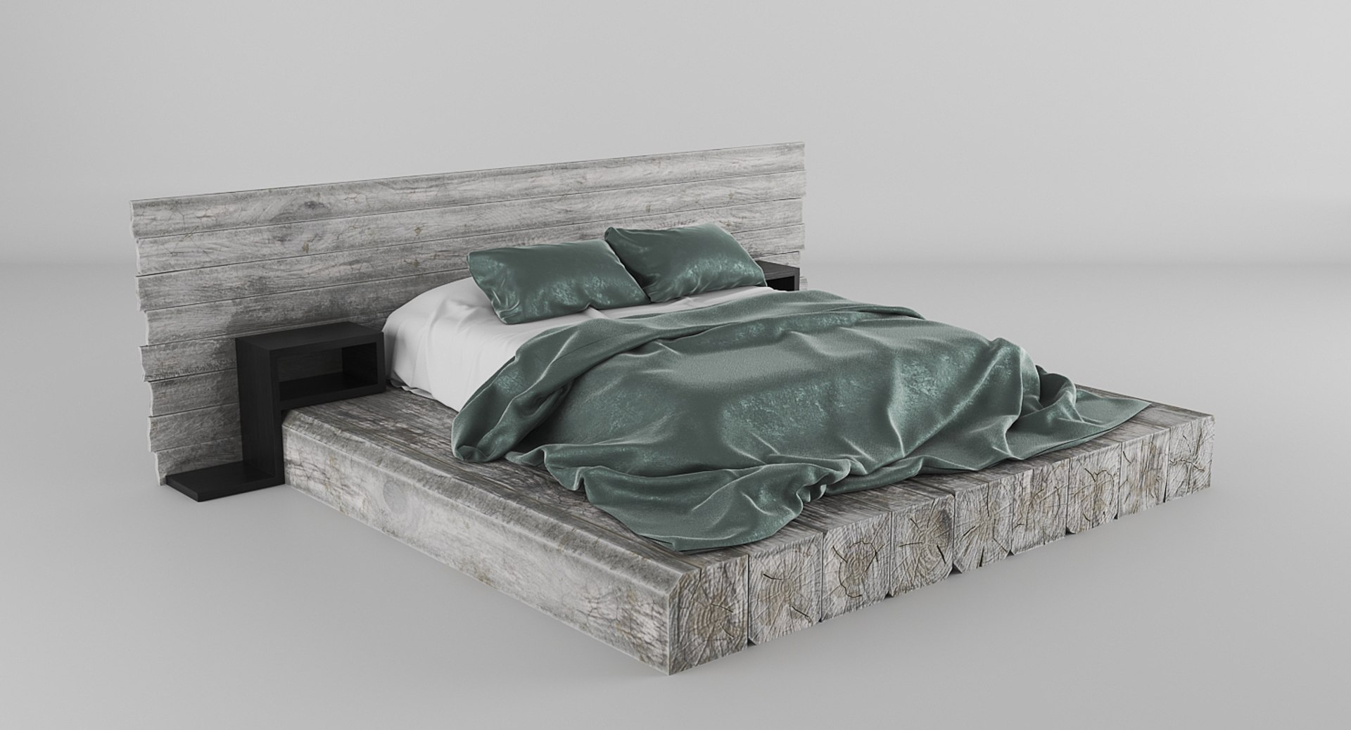 Wood bed model - TurboSquid 1390588
