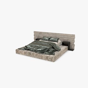 3D Wood Bed V1 Model - TurboSquid 1409307