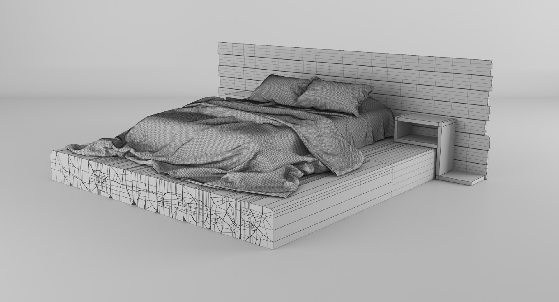 Wood bed model - TurboSquid 1390588