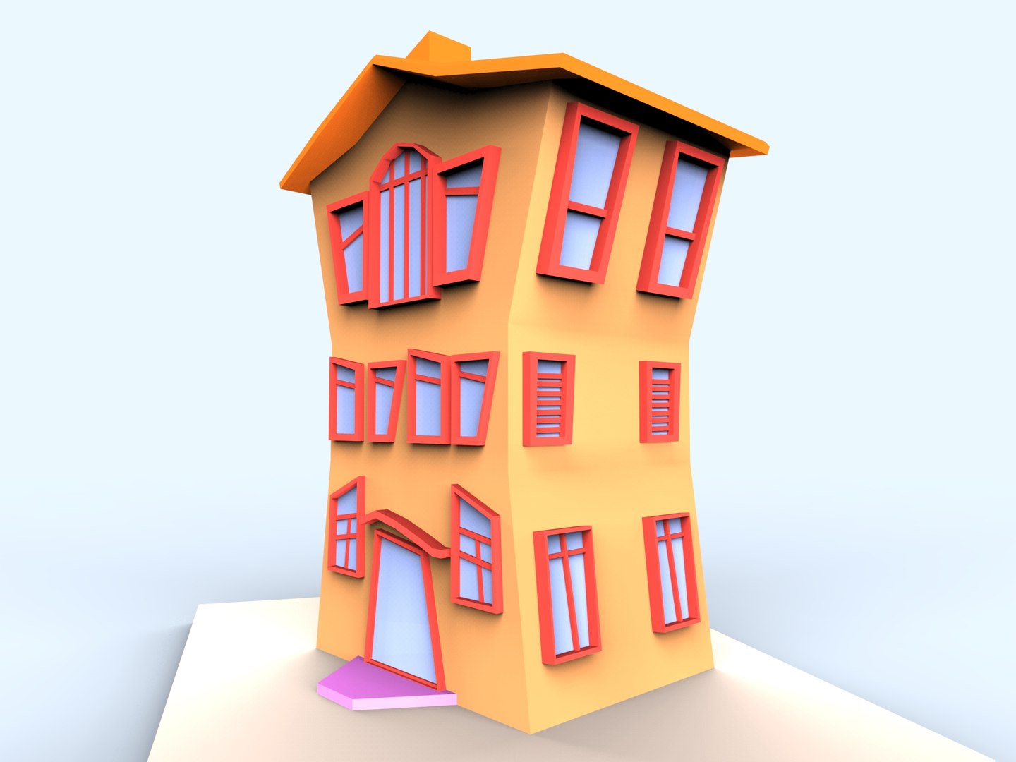 3d colorfull cartoon building model