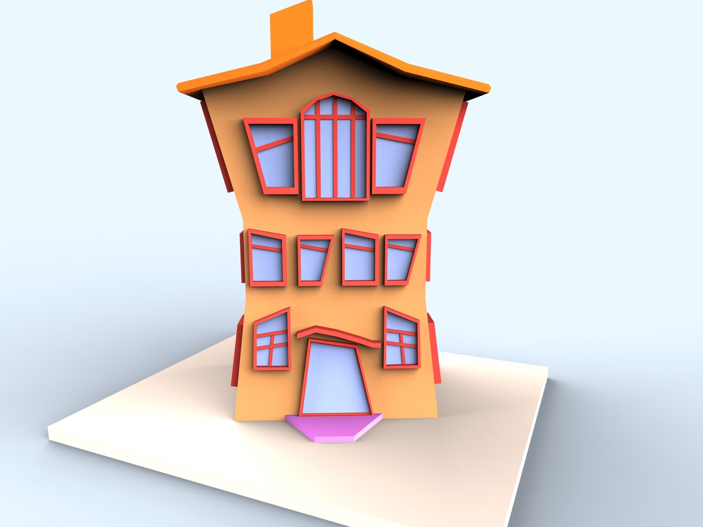 3d colorfull cartoon building model