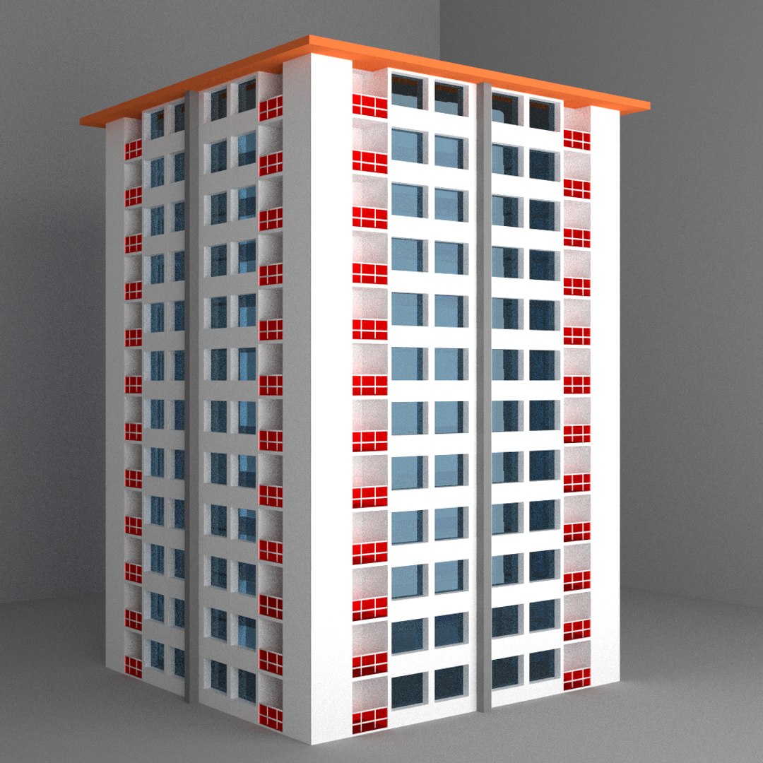 White Residential Building 3d Dxf