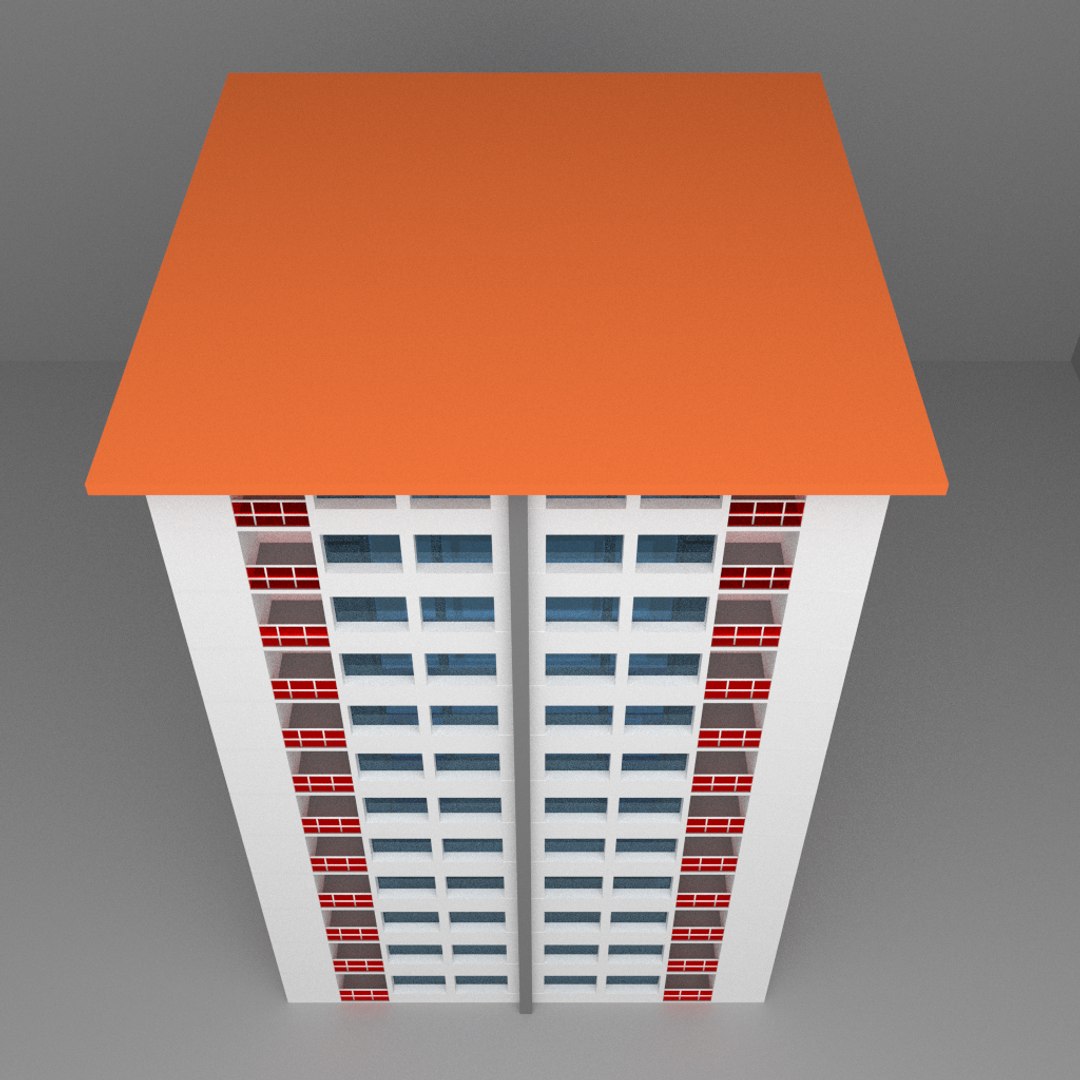 White Residential Building 3d Dxf