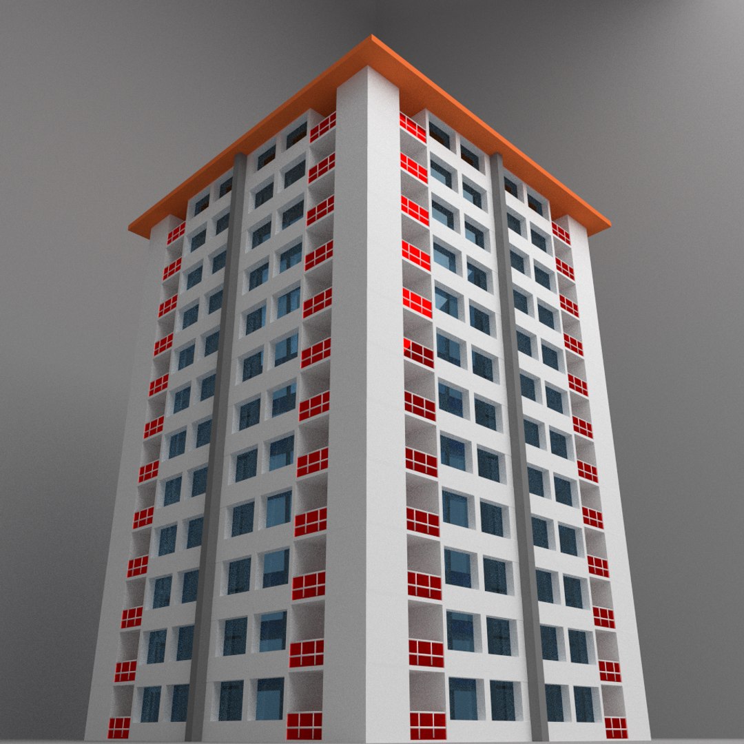 White Residential Building 3d Dxf