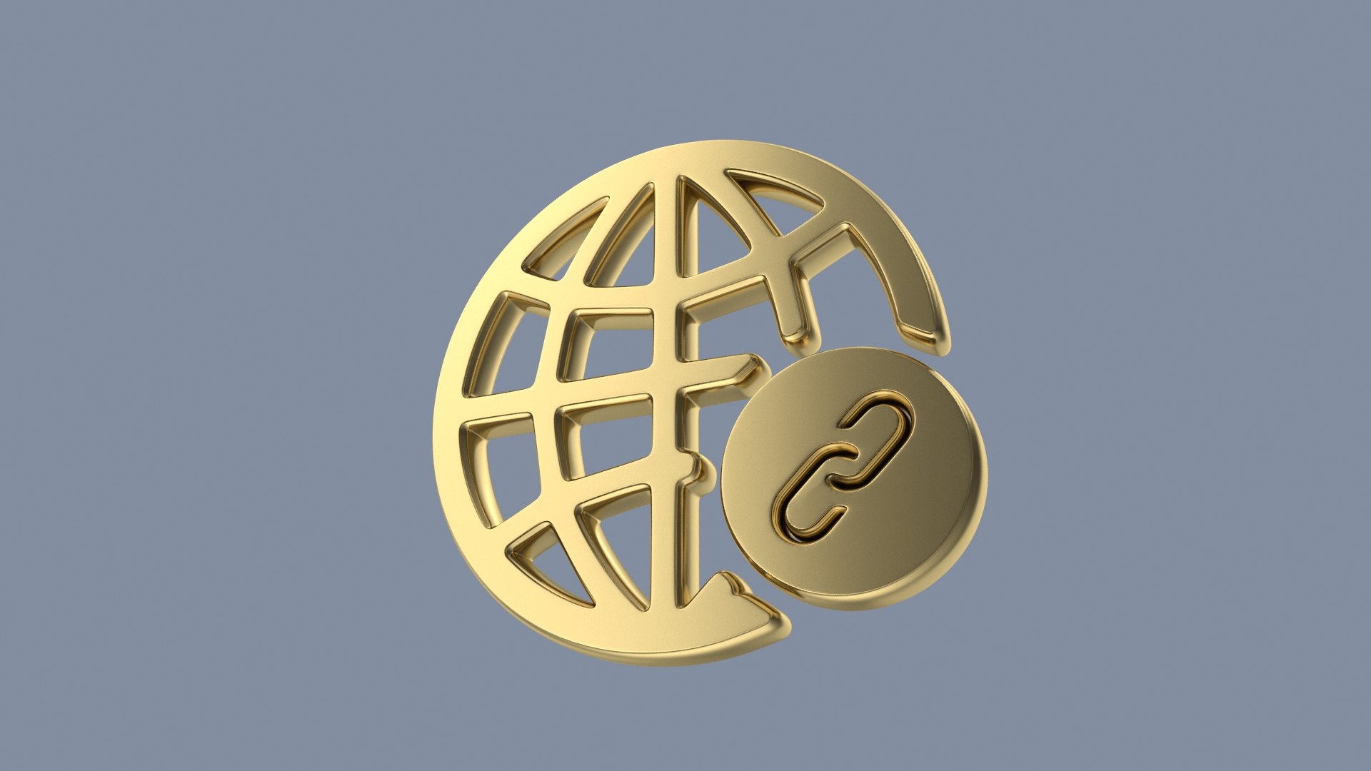 3D Model Global Web Link Symbol Gold - TurboSquid 2065317