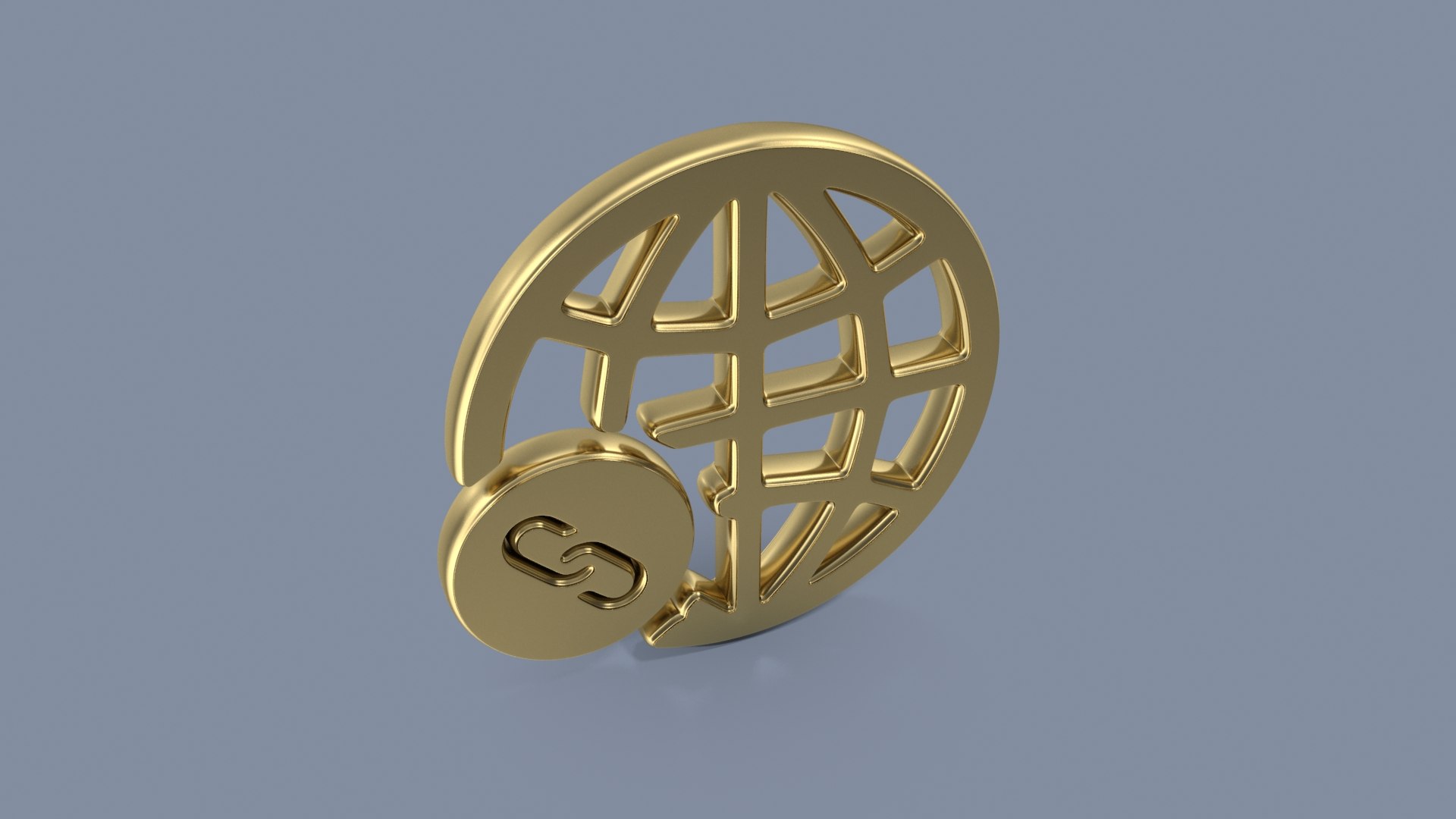 3D Model Global Web Link Symbol Gold - TurboSquid 2065317