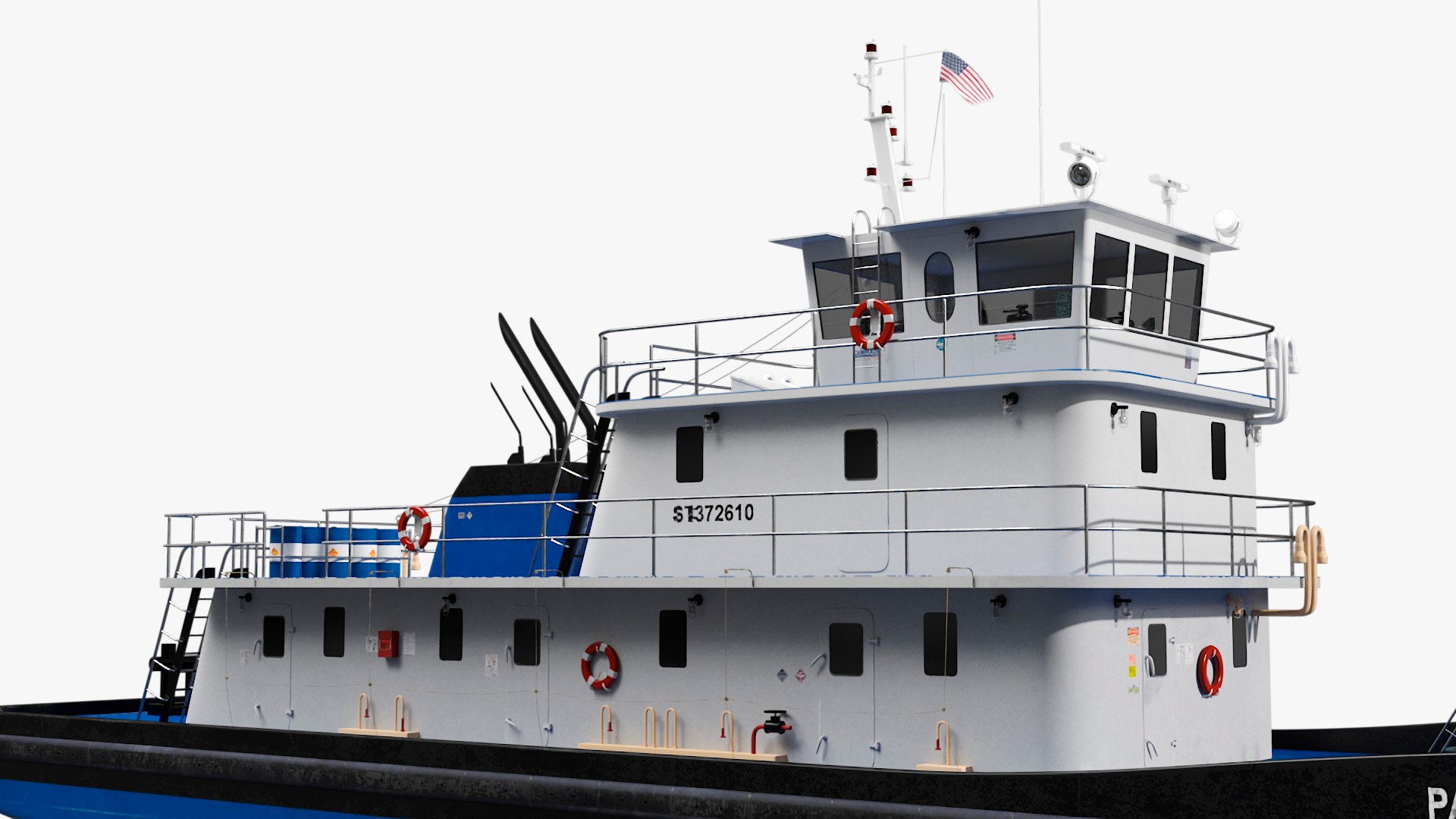 3D Model Push Boat Ship Blue - TurboSquid 2366199