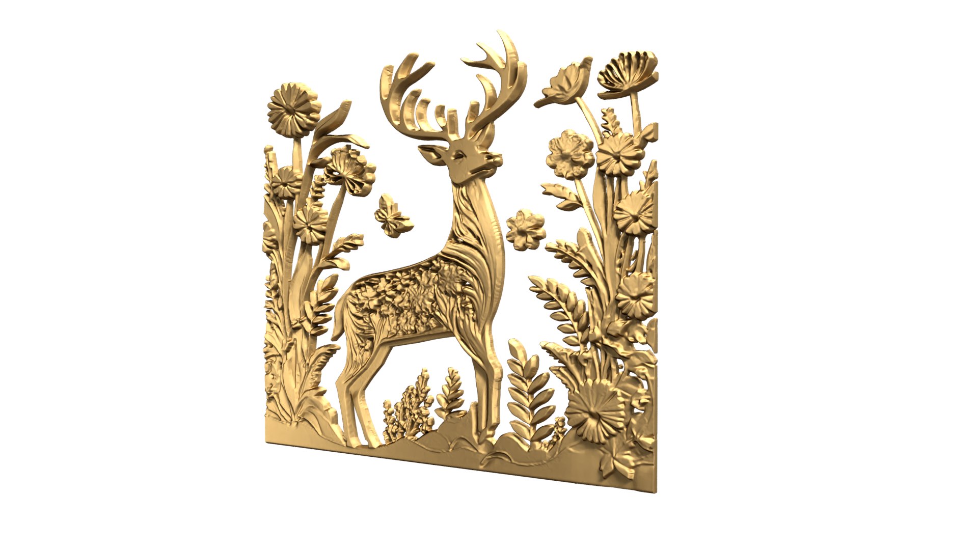 3D Decor Set Wall Panel Deer Relief Mural CNC 06 - TurboSquid 2261619