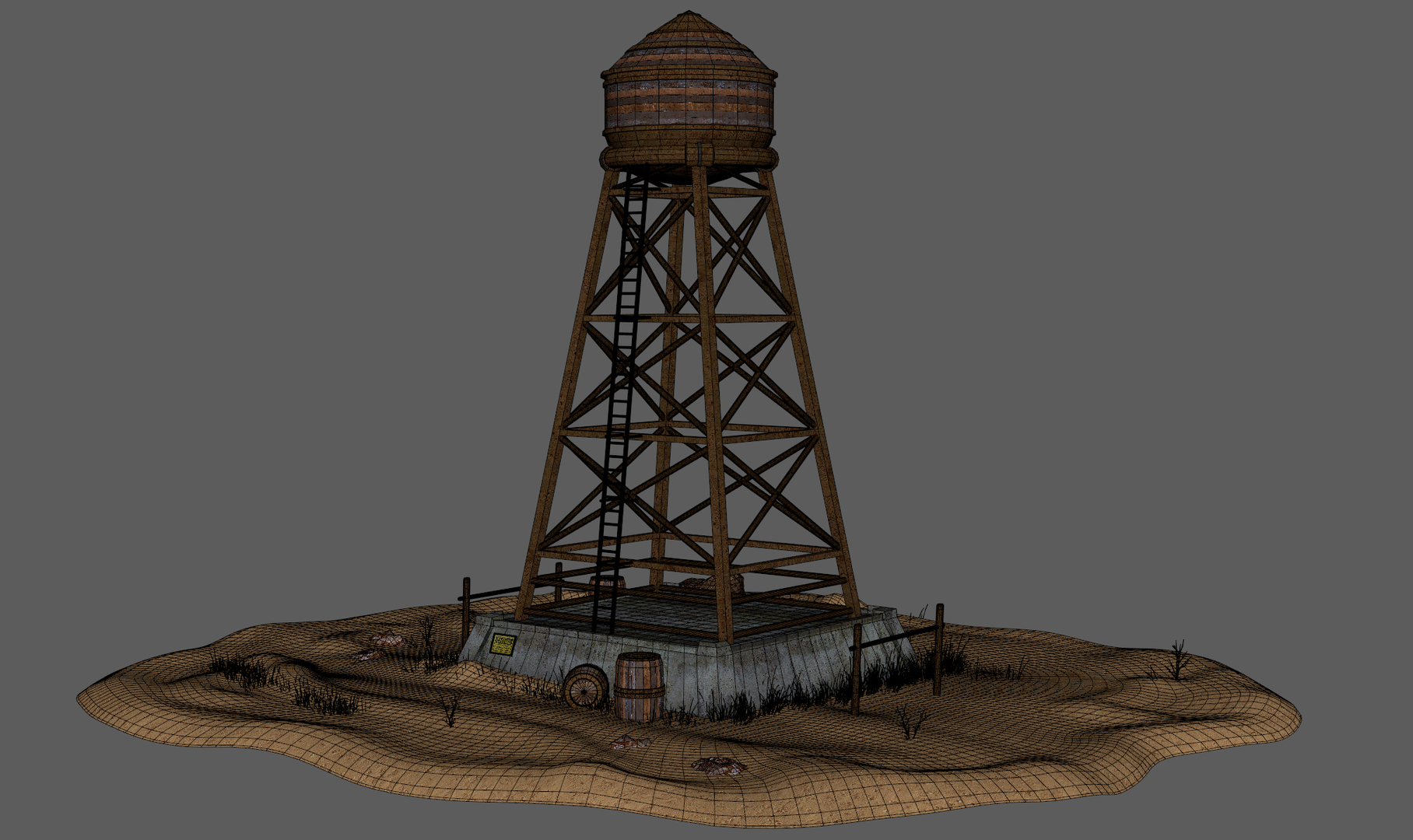 3D Wood Water Tank - TurboSquid 1730952