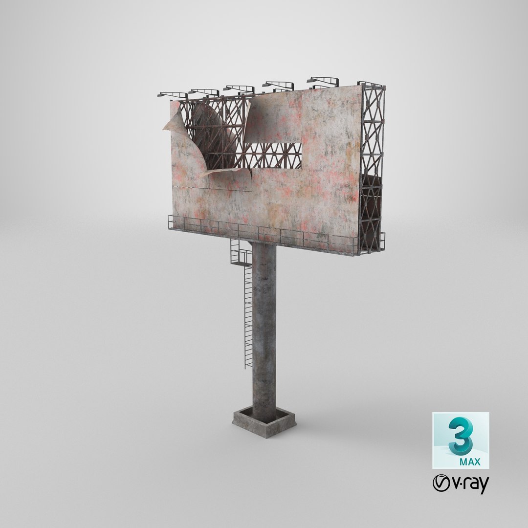 3D Regular Billboard 03 Damaged Model - TurboSquid 1893532