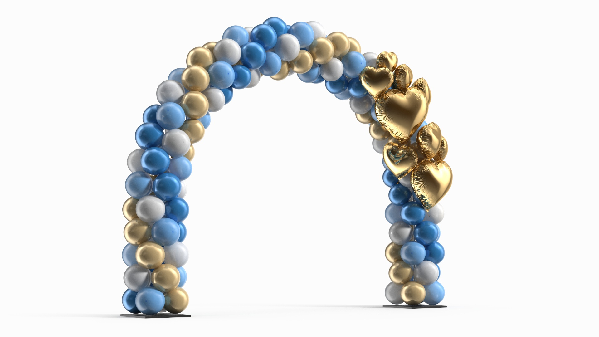 3D Party Balloon Arch With Golden Hearts - TurboSquid 2422839