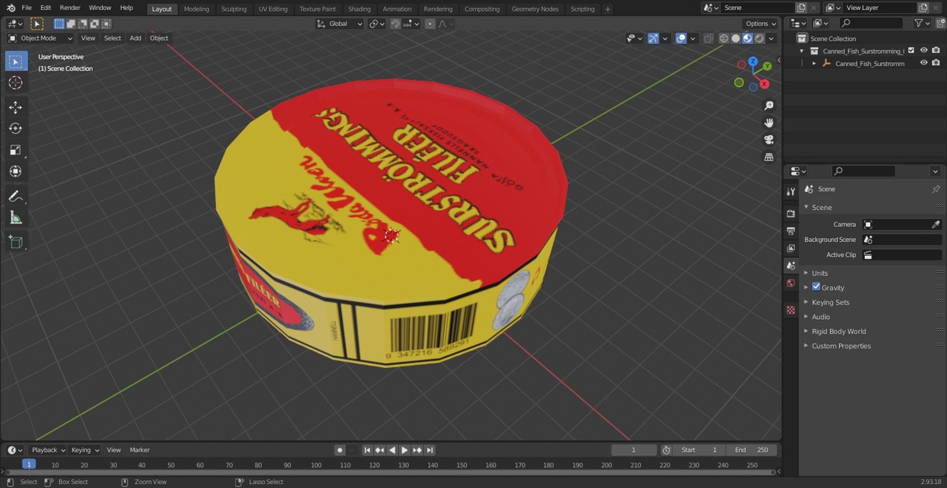 Canned Fish Surstromming 300g 3D Model - TurboSquid 2145654