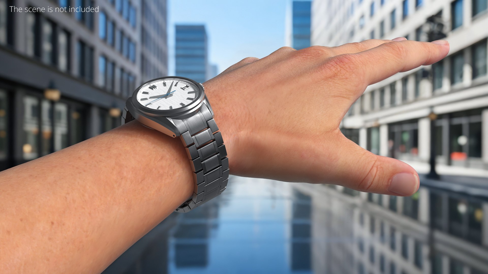3D Model Wristwatch On Human Arm Wrist Silver - TurboSquid 2505110