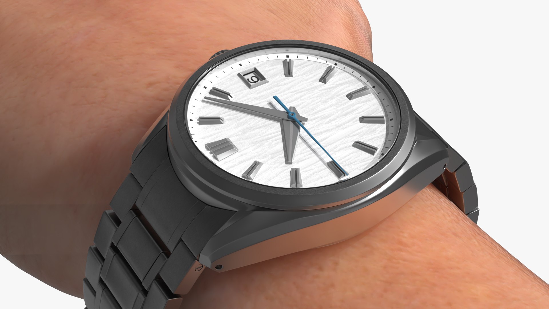 3D Model Wristwatch On Human Arm Wrist Silver - TurboSquid 2505110