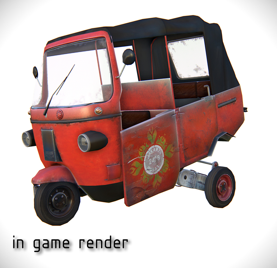 3d bajaj jakarta rickshaws