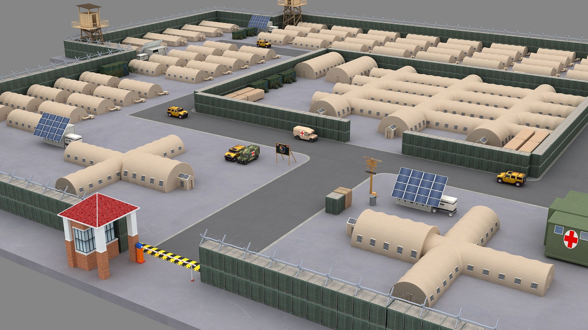 3D Military Base Security Area Model - TurboSquid 2380027