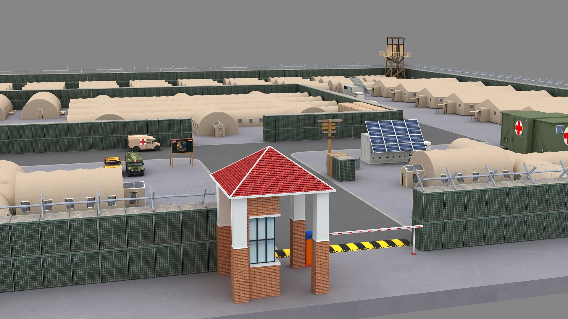 3D Military Base Security Area Model - TurboSquid 2380027