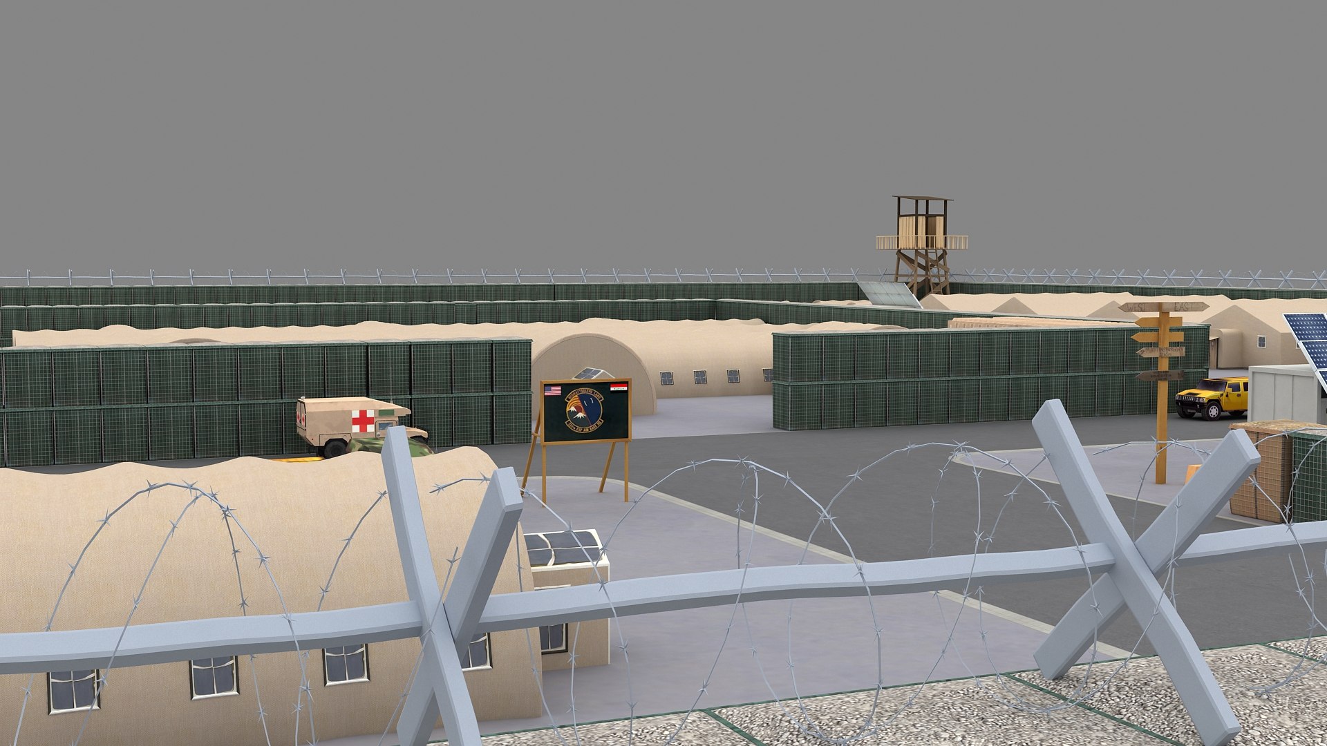 3D Military Base Security Area Model - TurboSquid 2380027