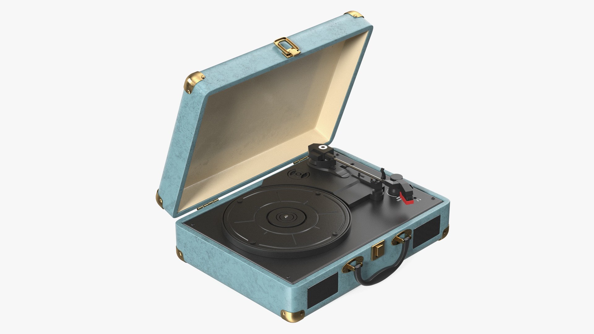 3D Vintage Turntable Vinyl Record Player Blue - TurboSquid 2097769