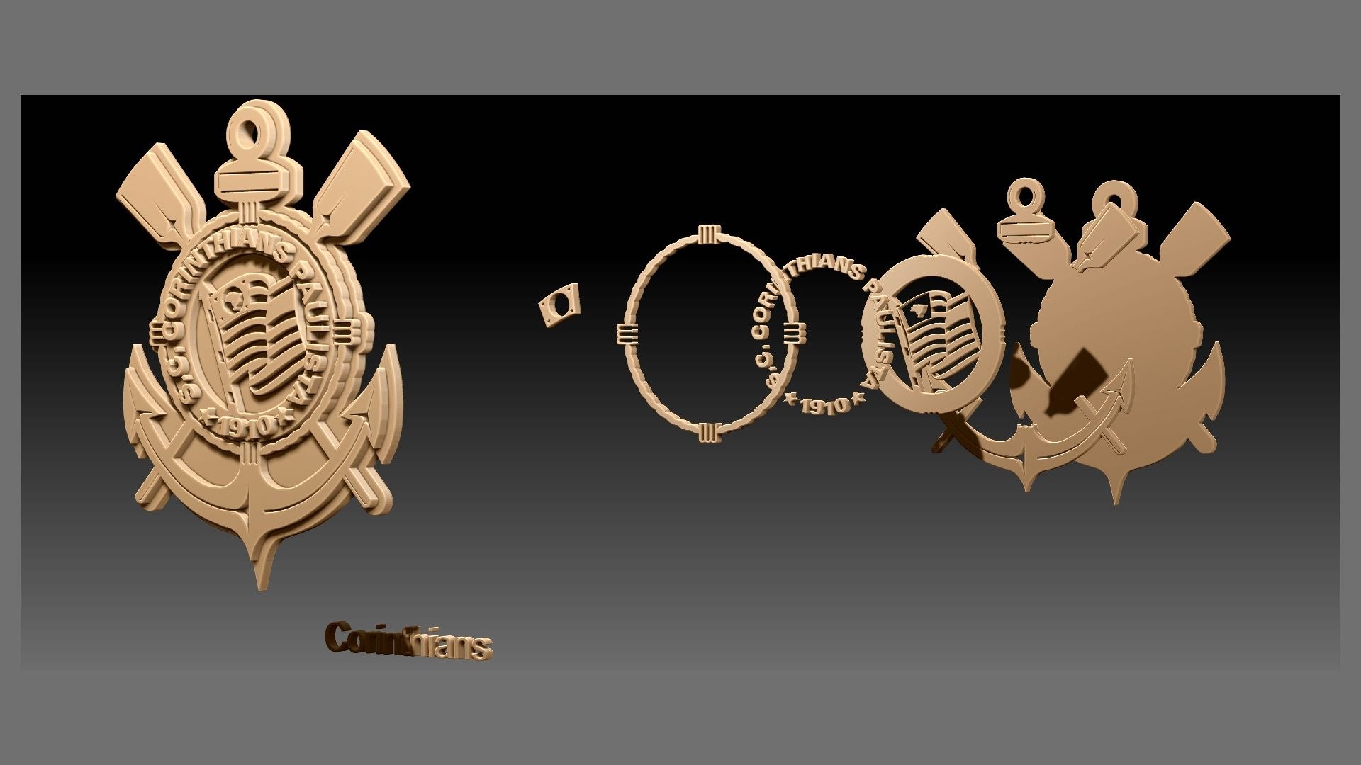 3D Corinthians Logo Printable And Renderable Logo Shields Keychan Model ...