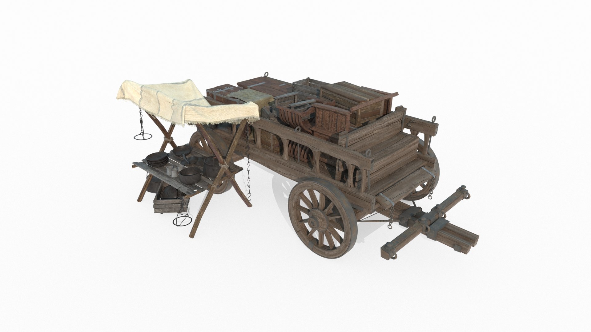 3D Ancient Roadside Stalls And Trailers Model - TurboSquid 2344143