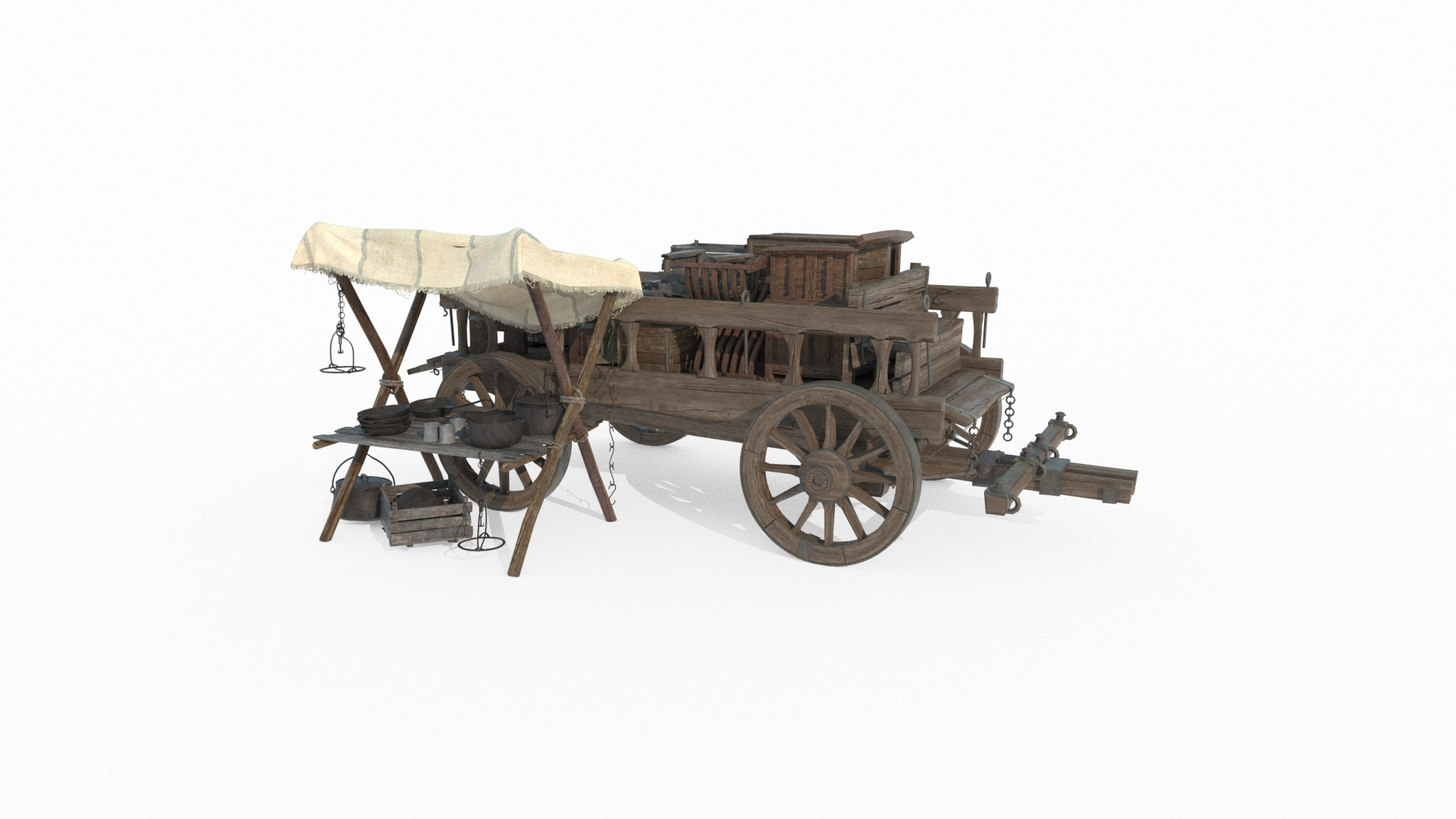 3D Ancient Roadside Stalls And Trailers Model - TurboSquid 2344143