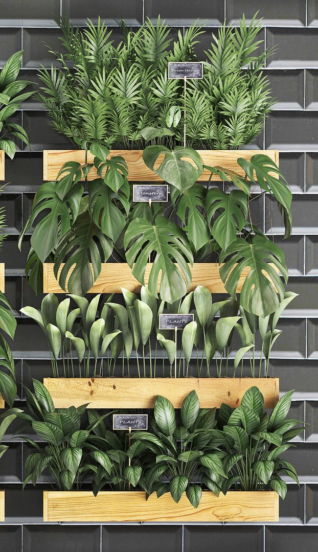 3D Plants Vertical Garden Decorative Model - TurboSquid 1450522